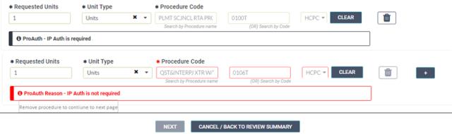 Completing the IP procedure prescreening