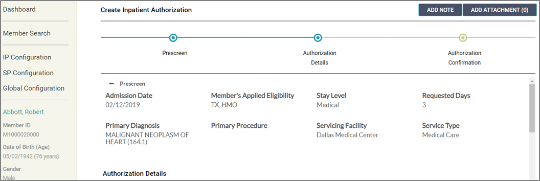 Providing the IP authorization details