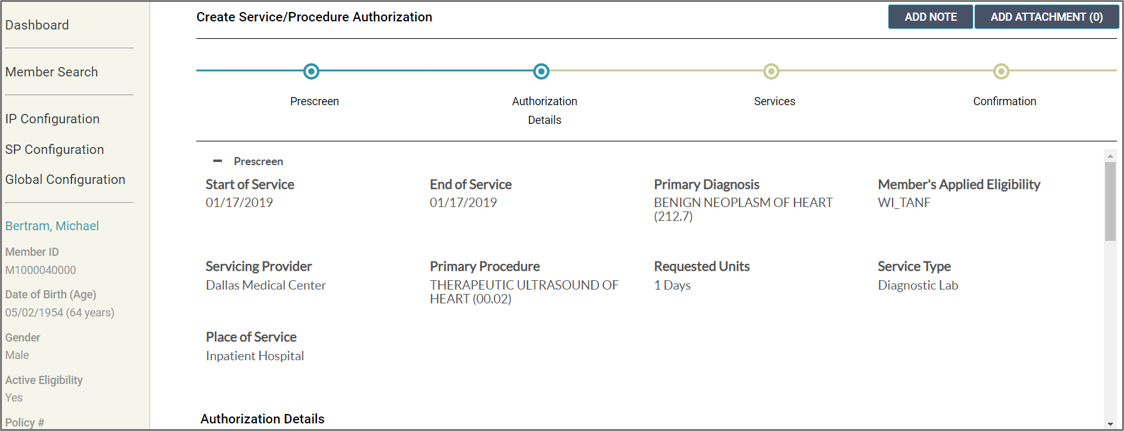 Providing the SP authorization details