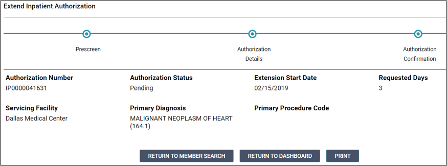 Completing the extend IP authorization details