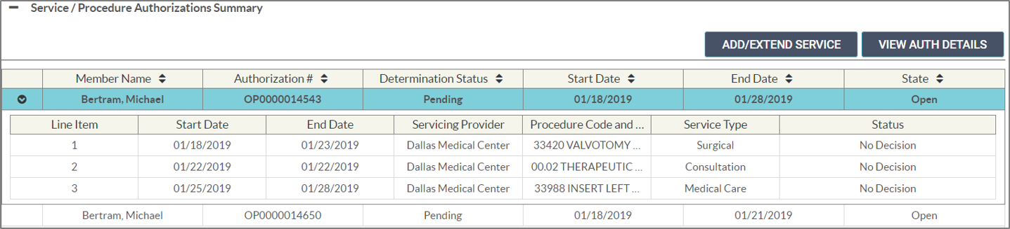 Start extending a service on an SP authorization